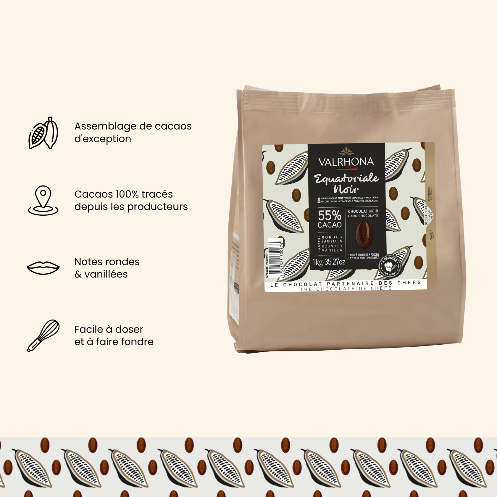 Chocolat noir pâtisserie Equatoriale noir 55% – Valrhona Collection